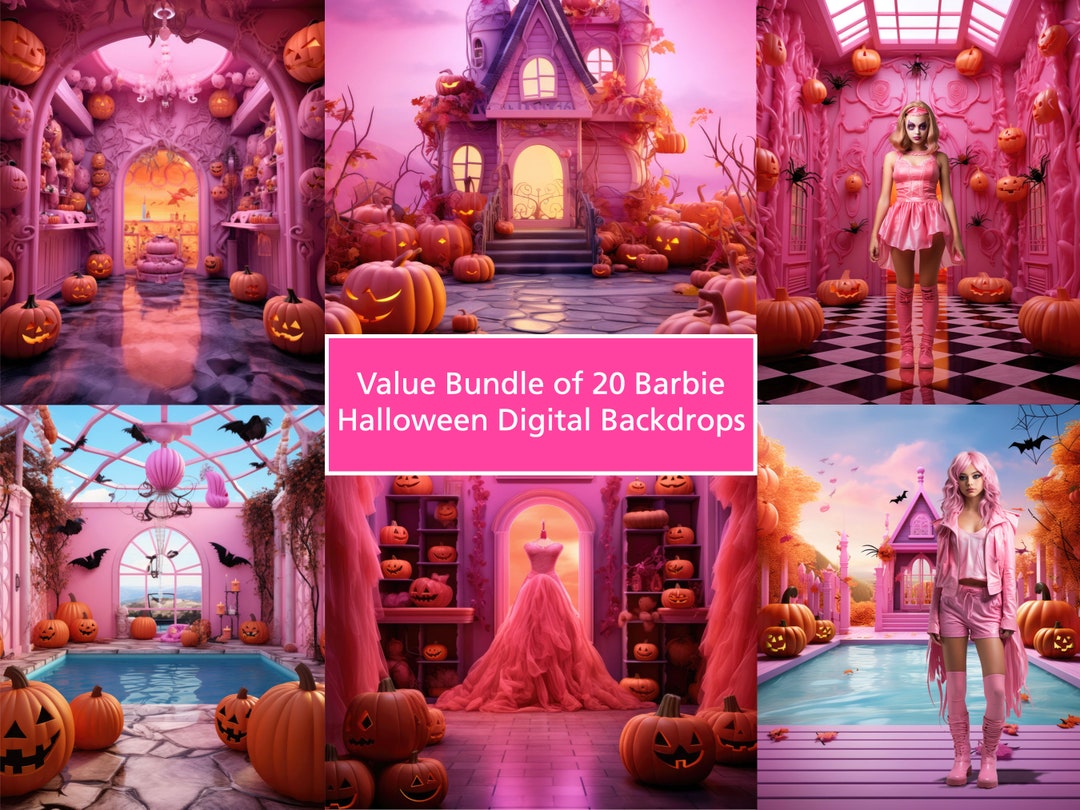 Value Background Bundle Barbie Dollhouse Digital Backdrop Halloween ...