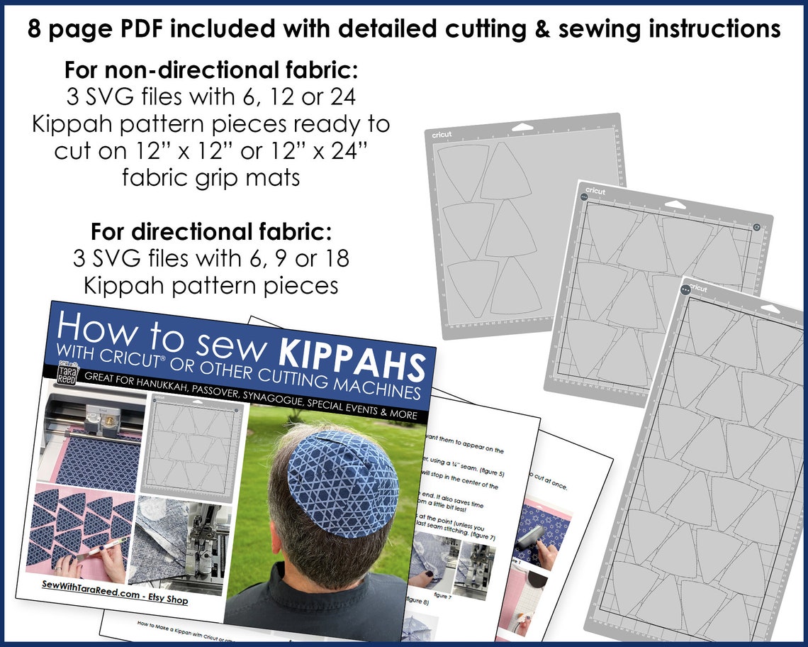 Kippah Sewing Pattern Sewing With Cricut Yarmulke Sewing Pattern - Etsy