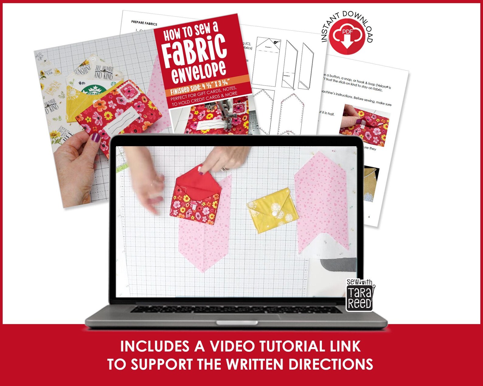 Fabric Envelope Sewing Pattern With SVG Cut File (instant Download PDF ...