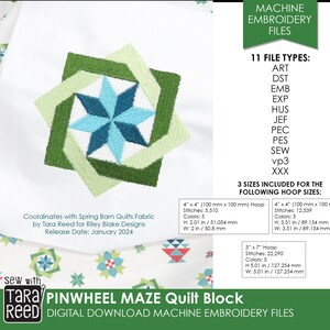 Pinwheel Maze Quilt Block Machine Embroidery Design in 3 Sizes - Etsy