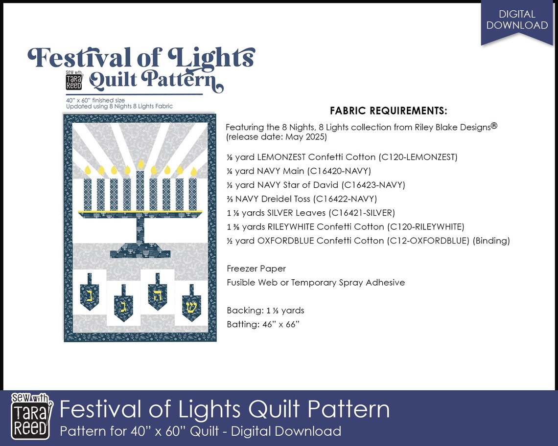 Hanukkah Lap Quilt Pattern (digital Download) - Etsy
