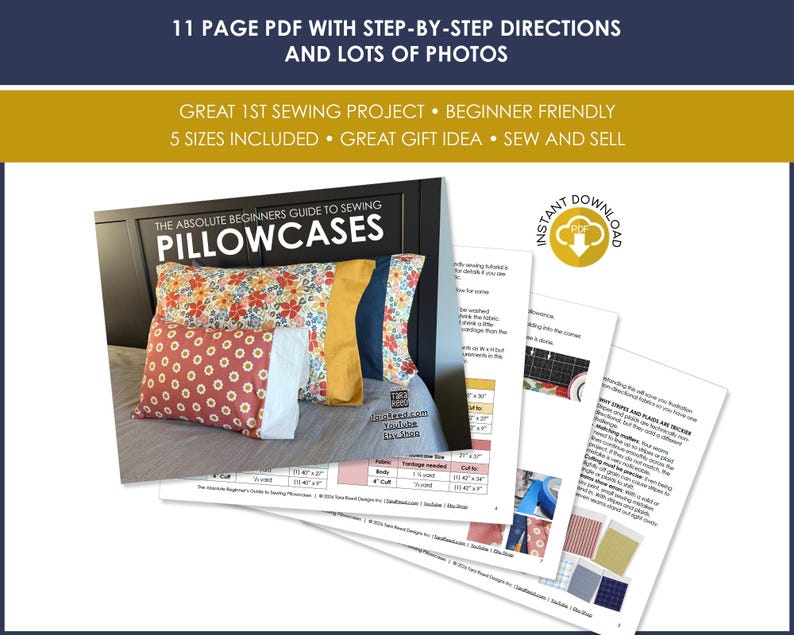 Beginner Pillowcase Pattern in 5 Sizes (digital Download) - Etsy