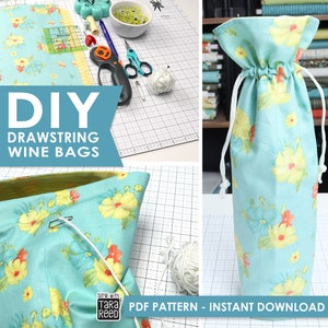 Wine Bag With Drawstring Pattern PDF for Beginners - Instant Download ...