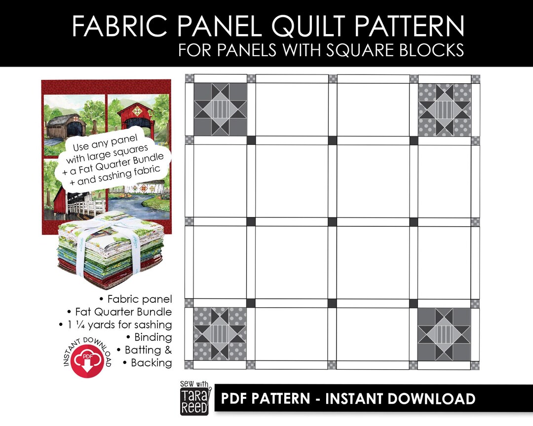 Square Fabric Panel Quilt Pattern (digital Download) - Etsy