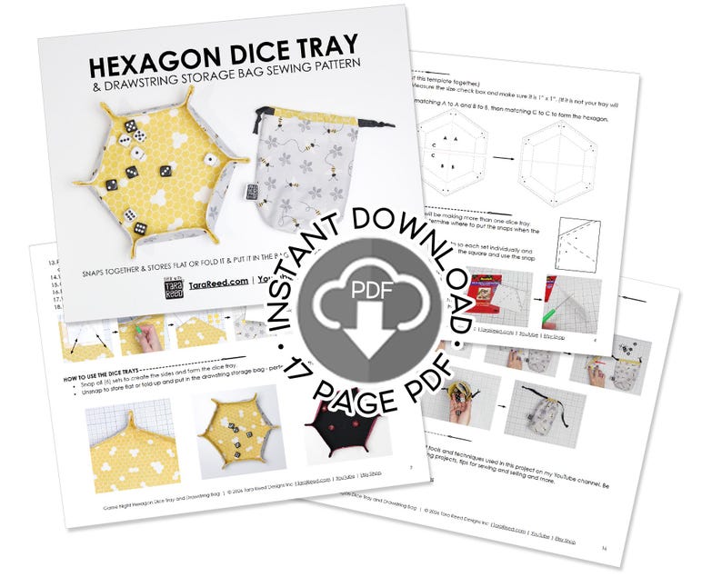 Dice Tray Sewing Pattern With Drawstring Bag (instant Download) - Etsy