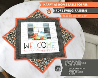 Potted Flowers Quilted Table Topper Tulip Square Pattern 513 Digital ...