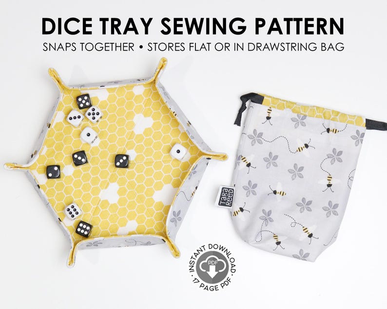Dice Tray Sewing Pattern With Drawstring Bag (instant Download) - Etsy