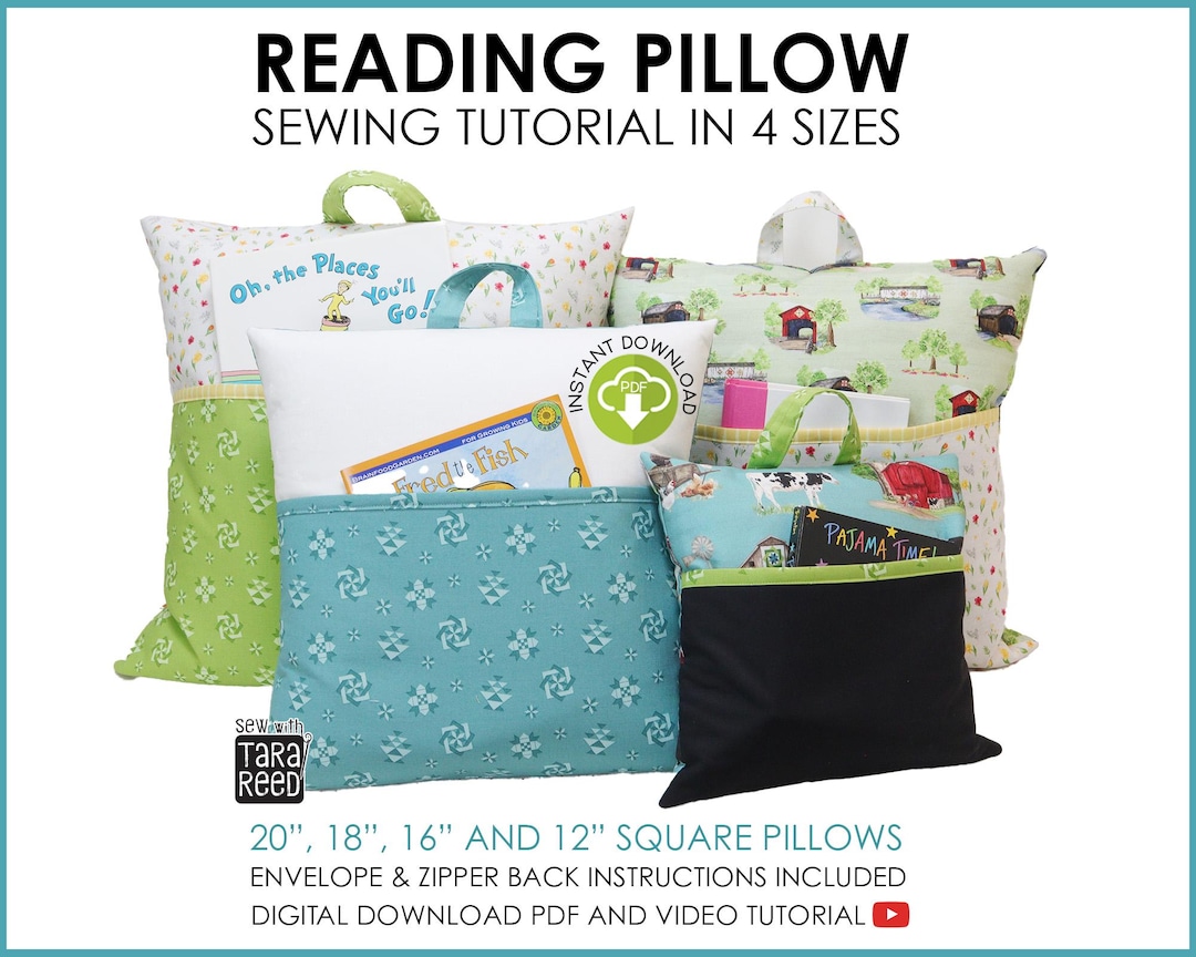 Reading Pillow Sewing Tutorial in 4 Sizes – Envelope or Zipper Back ...