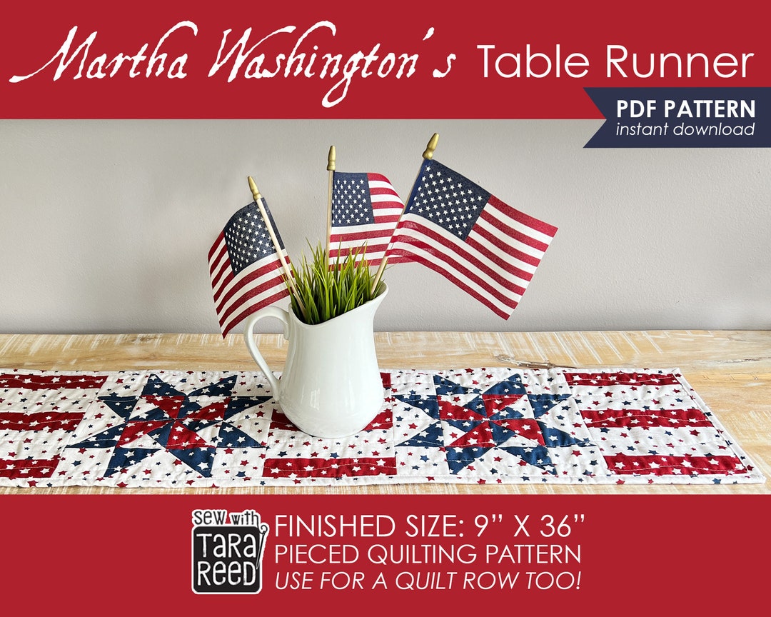 Table Runner Pattern - Martha Washington's Table Runner - PDF Sewing ...