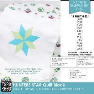 Spring Barn Quilt Blocks - Set of 4 Machine Embroidery Designs in 3 ...