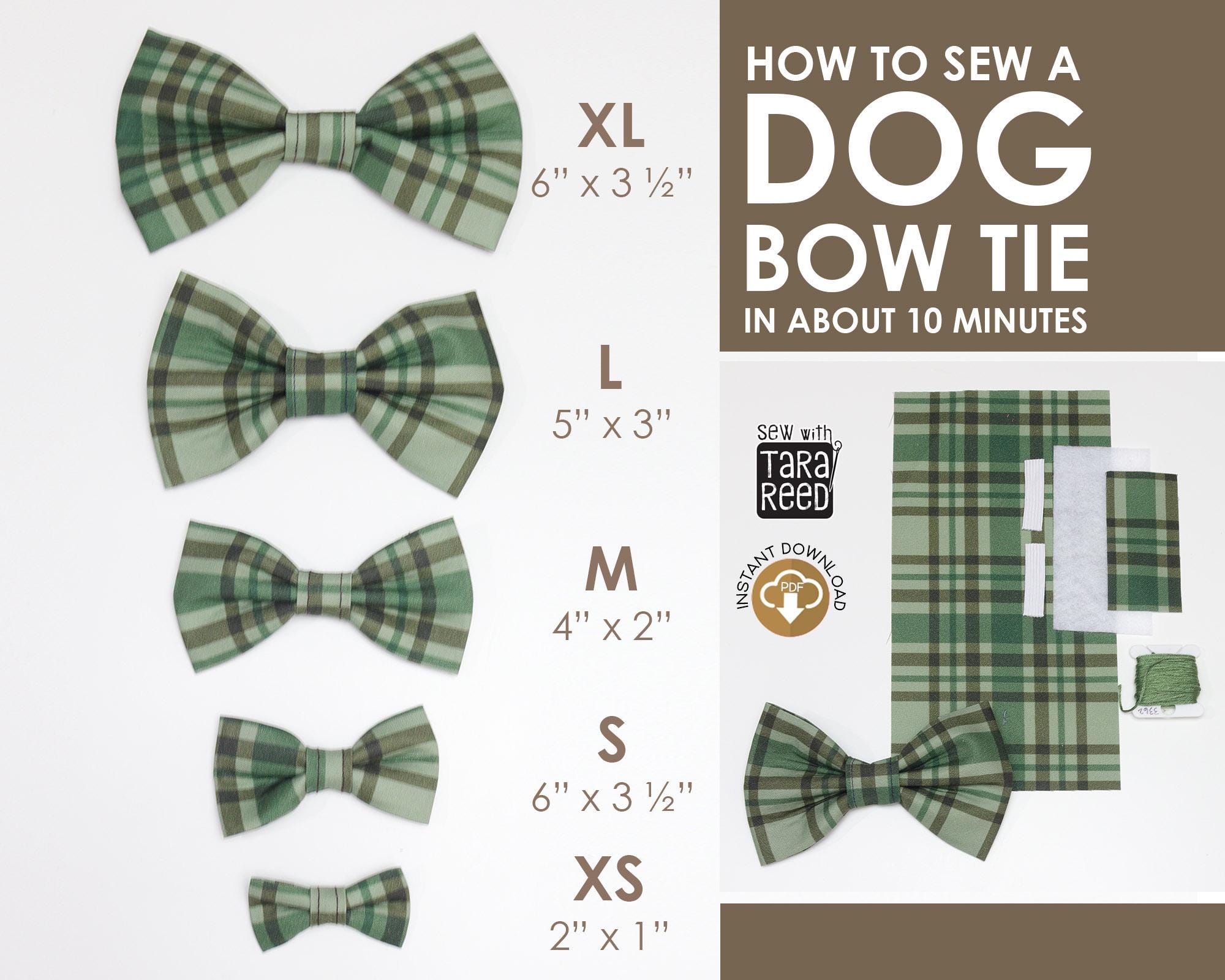 DIY Dog Bow Tie Pattern in 5 Sizes Instant Download PDF Sewing Pattern ...