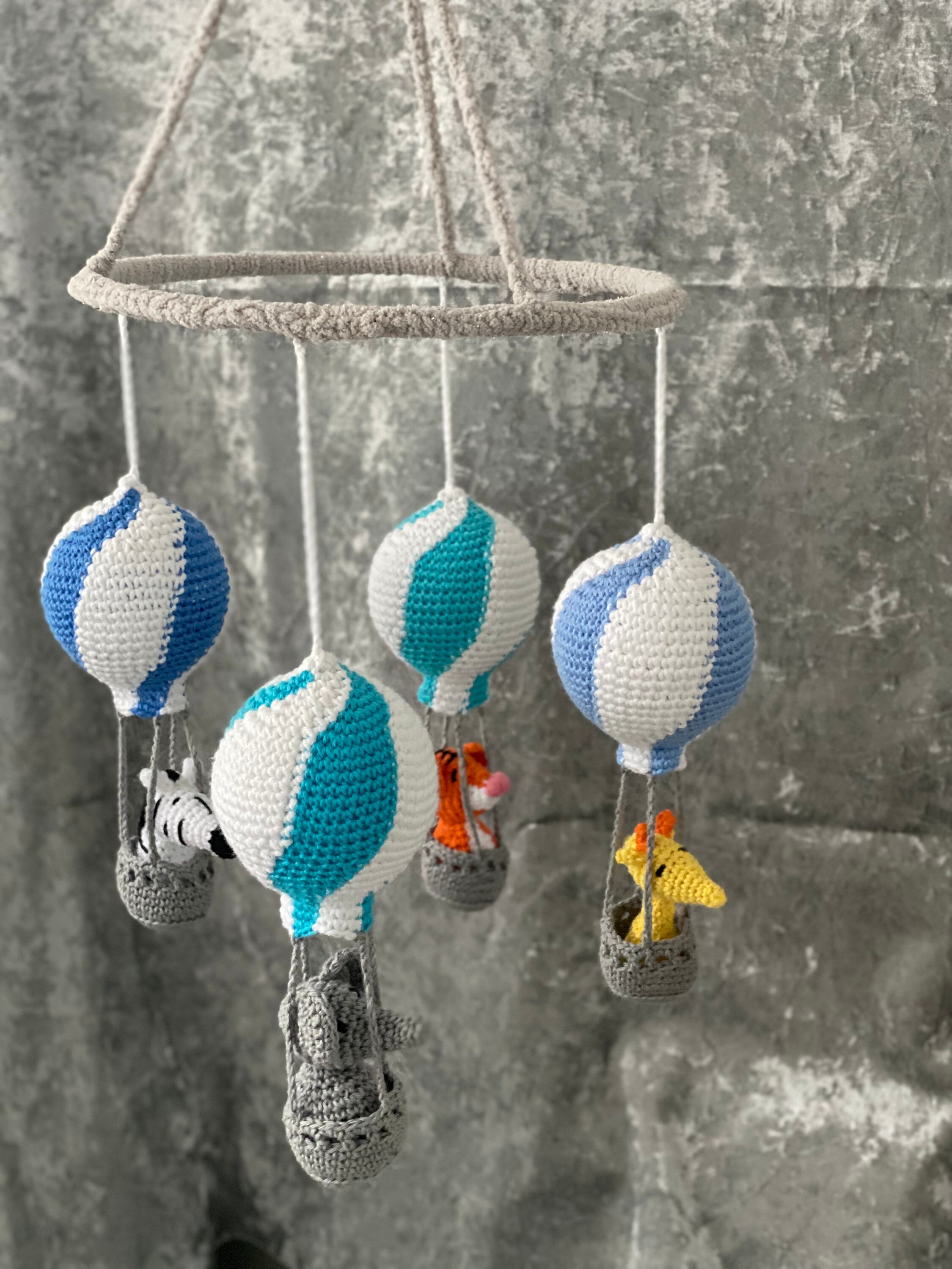 Crochet Mobile Hot Air Balloon Amigurumi Etsy