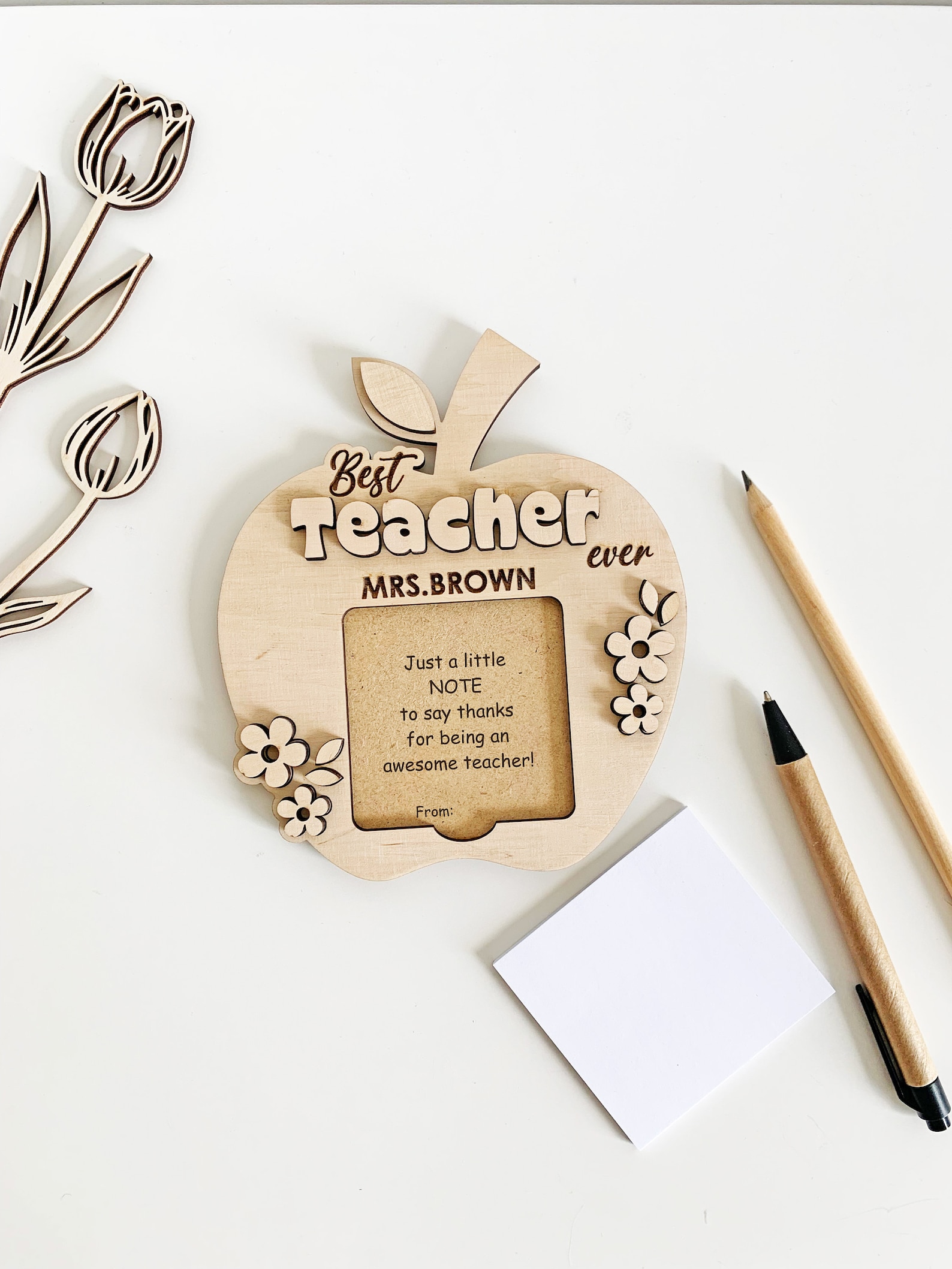 Apple Sticky Note Holder SVG, Personalized Teacher Appreciation Gift ...