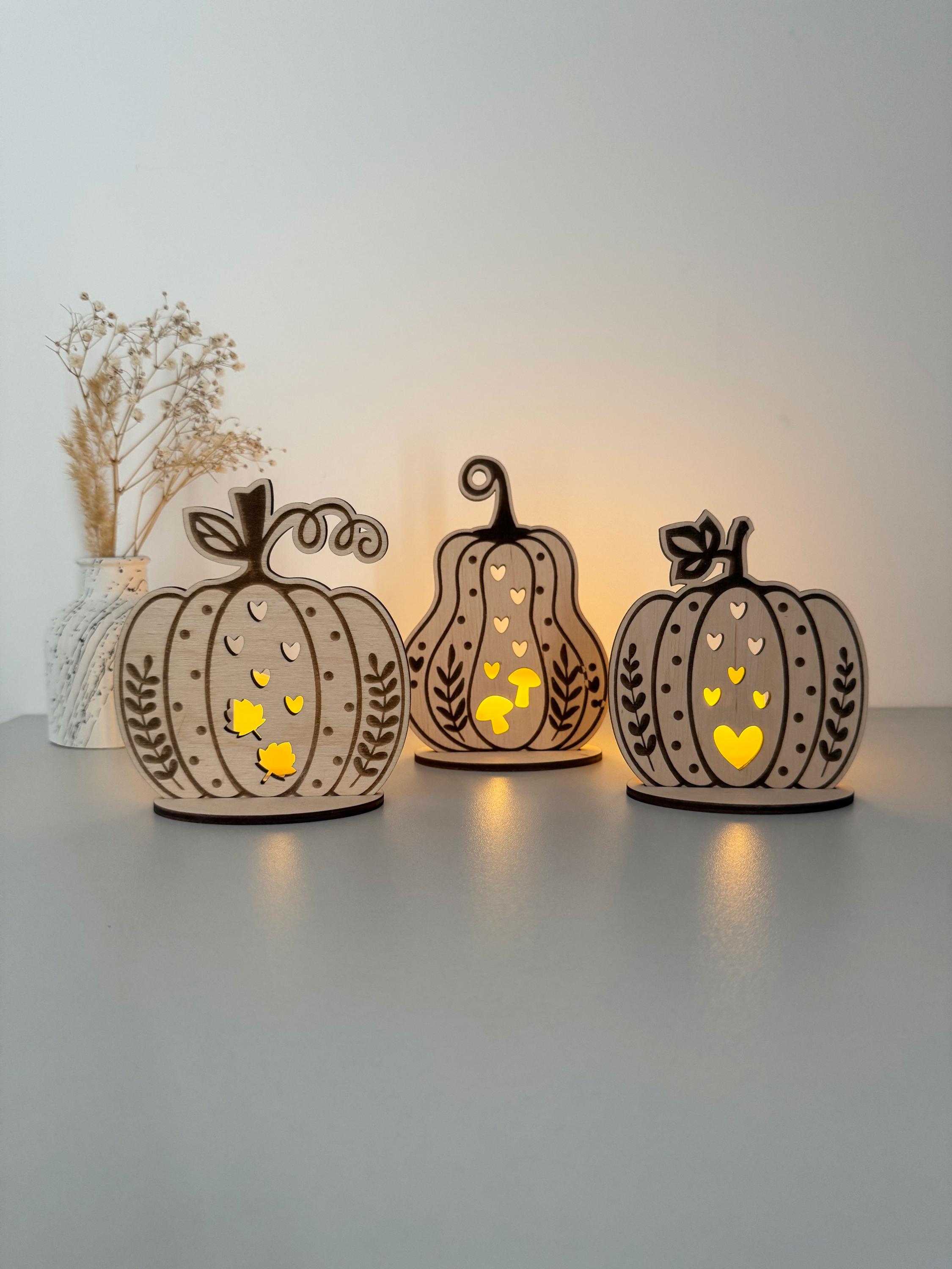 Autumn Pumpkin SVG Bundle, 40 Stacked & Standing Floral Pumpkins, Laser ...