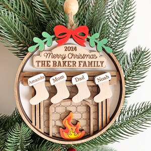 SVG Family Christmas Ornament Fireplace With Stockings 2-12 Names Laser ...