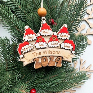 2024 Family Santa Hat Christmas Ornament SVG, Laser Cut File ...