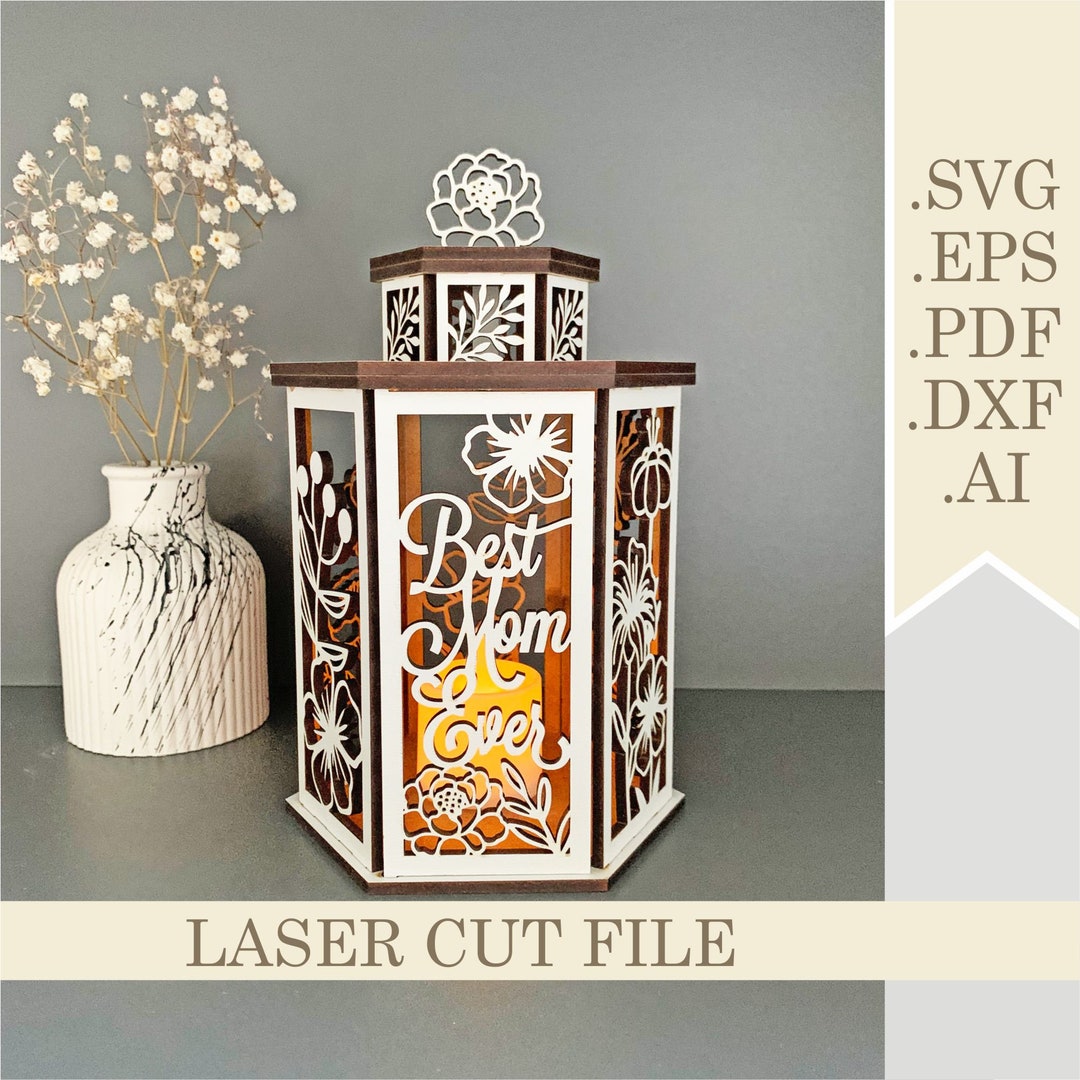 Mother's Day Candle Holder SVG, Wooden Lantern Laser Cut File, Gifts ...