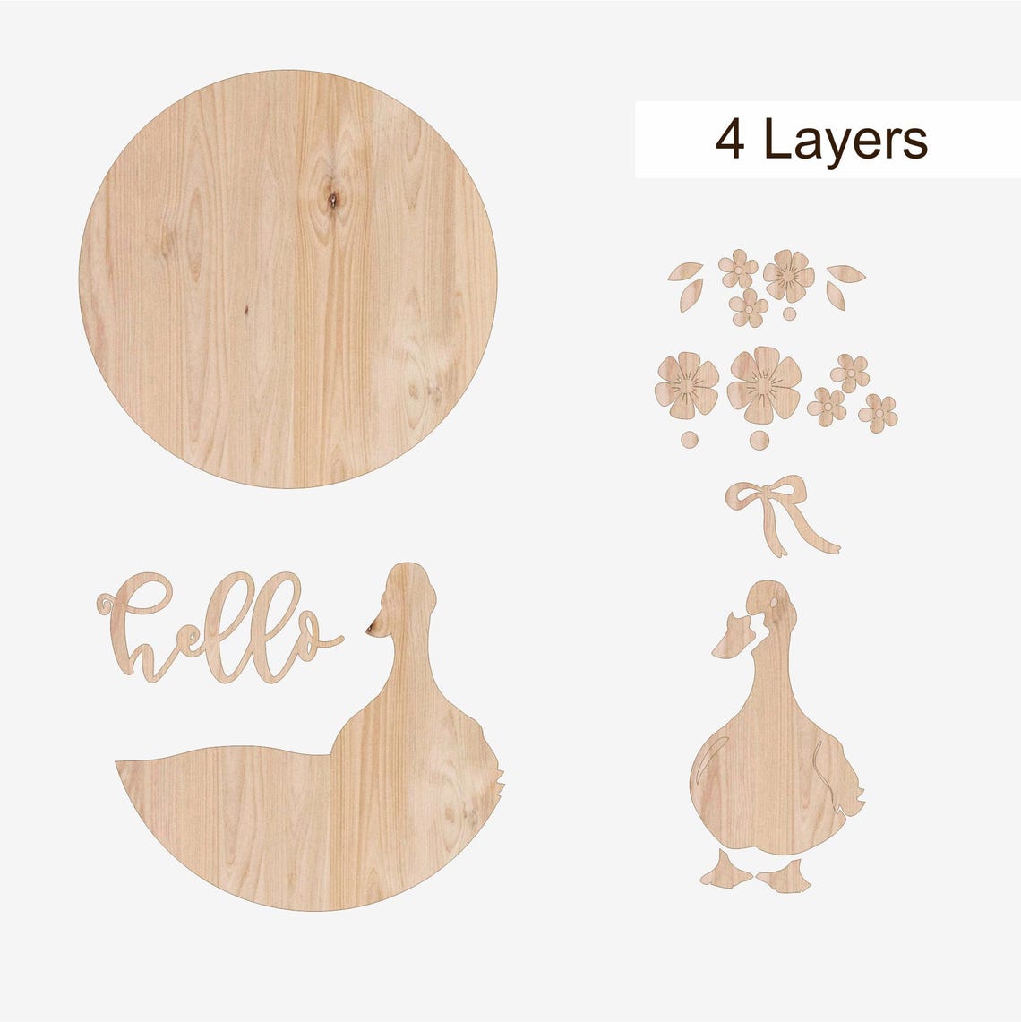 Hello Silly Goose SVG, Funny Goose Round Door Hanger Laser Cut File ...