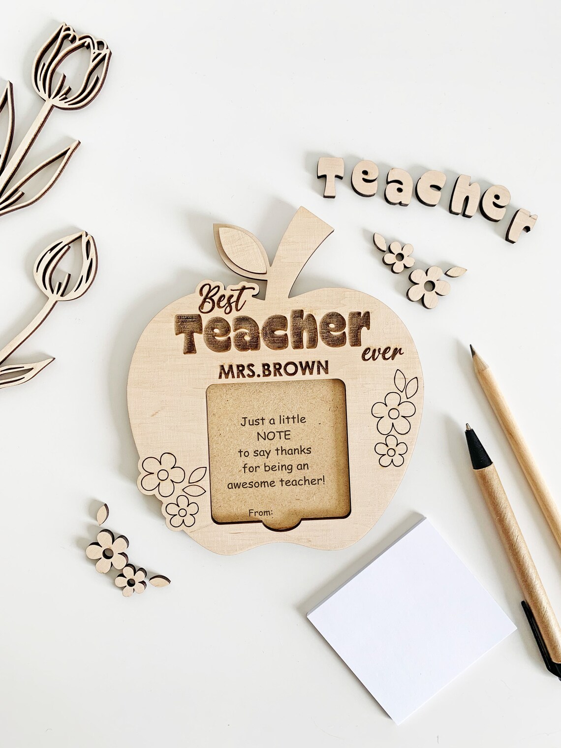 Apple Sticky Note Holder SVG, Personalized Teacher Appreciation Gift ...