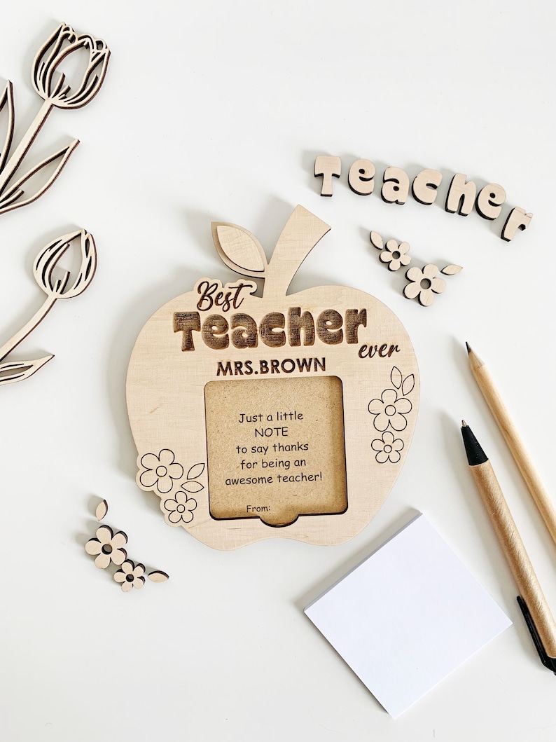 Apple Sticky Note Holder SVG, Personalized Teacher Appreciation Gift ...