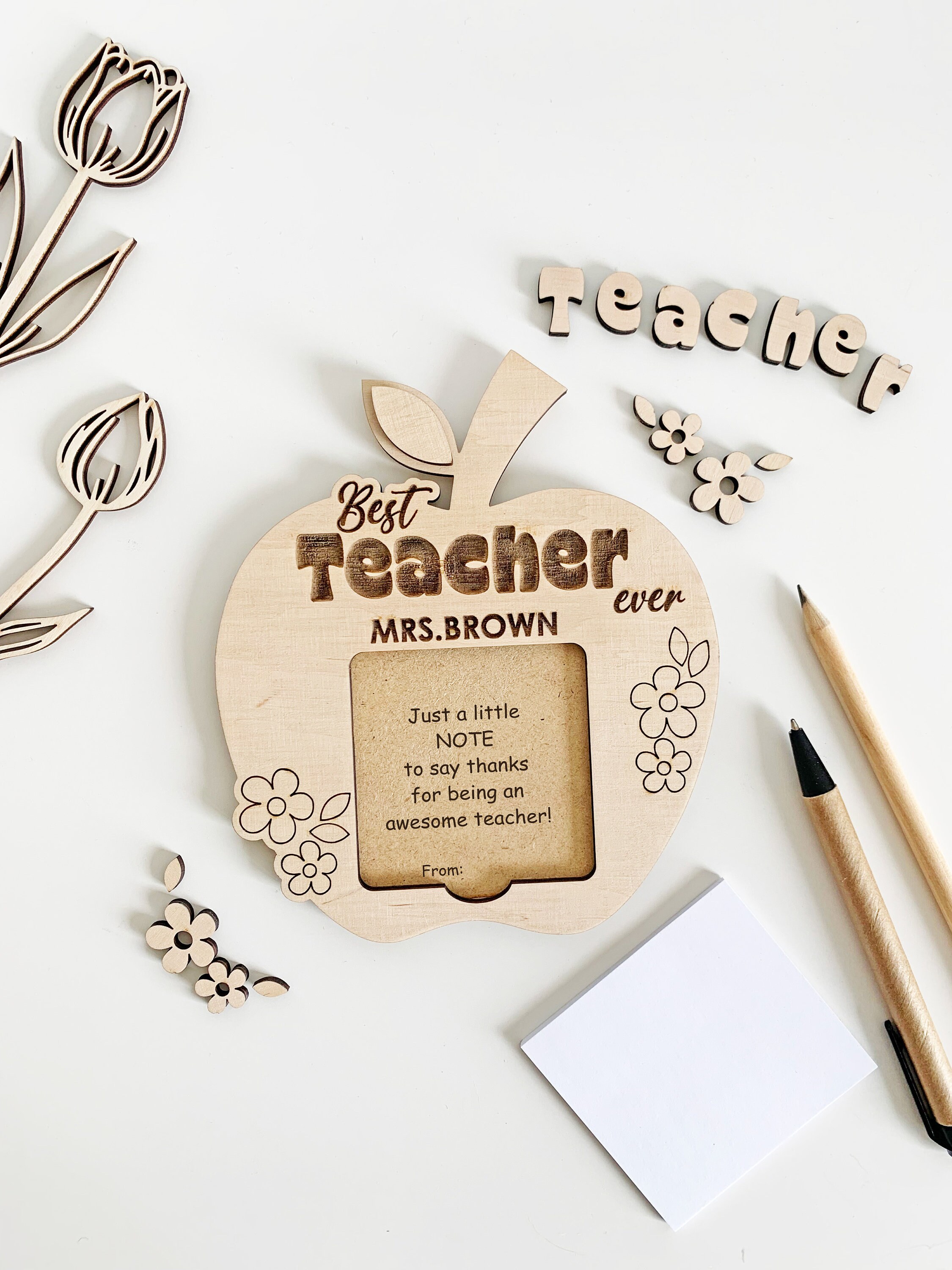 Apple Sticky Note Holder SVG, Personalized Teacher Appreciation Gift ...
