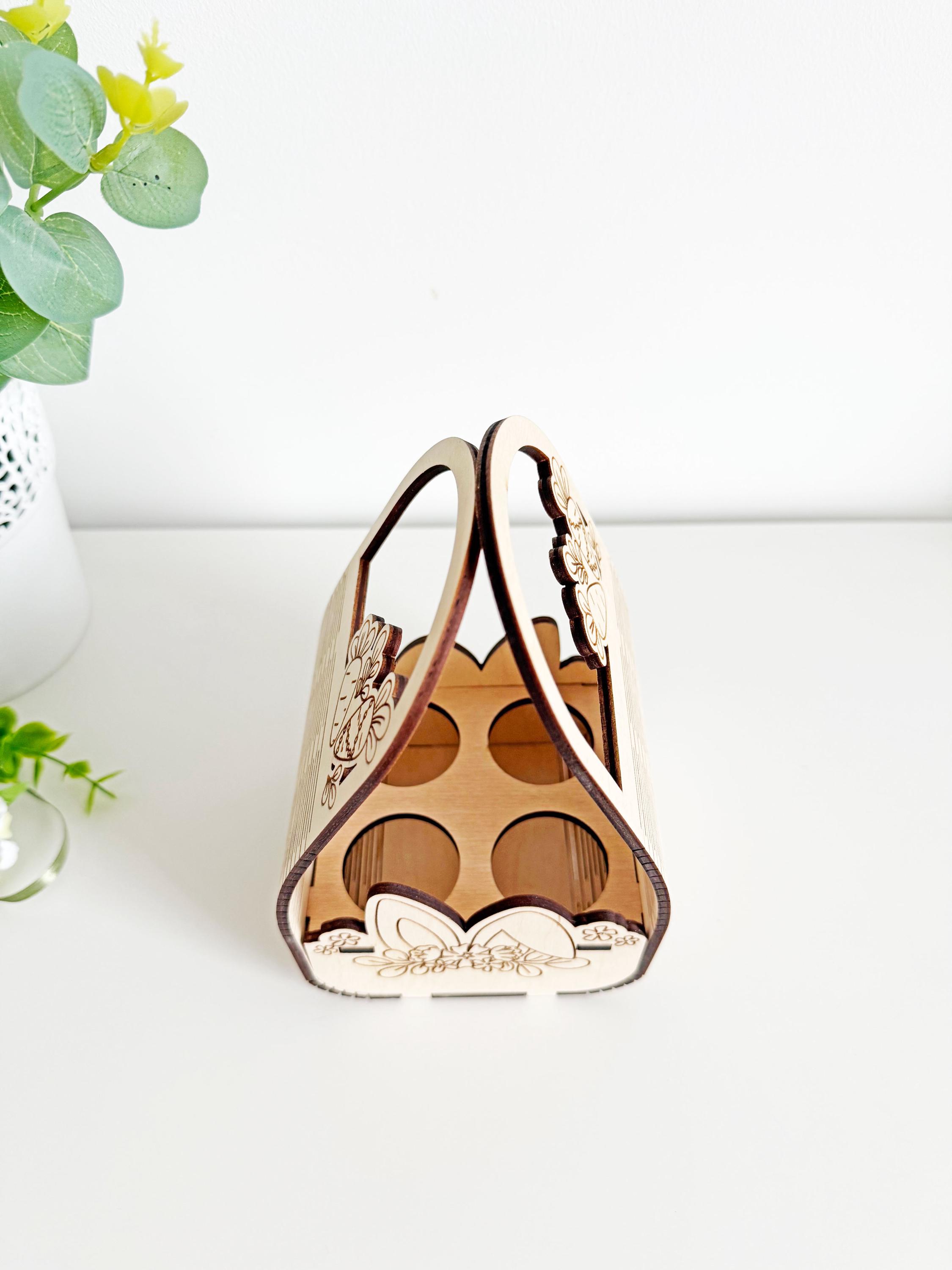 Bunny Easter Egg Basket SVG Laser Cut File, Kids Egg Holder for 4 Eggs ...