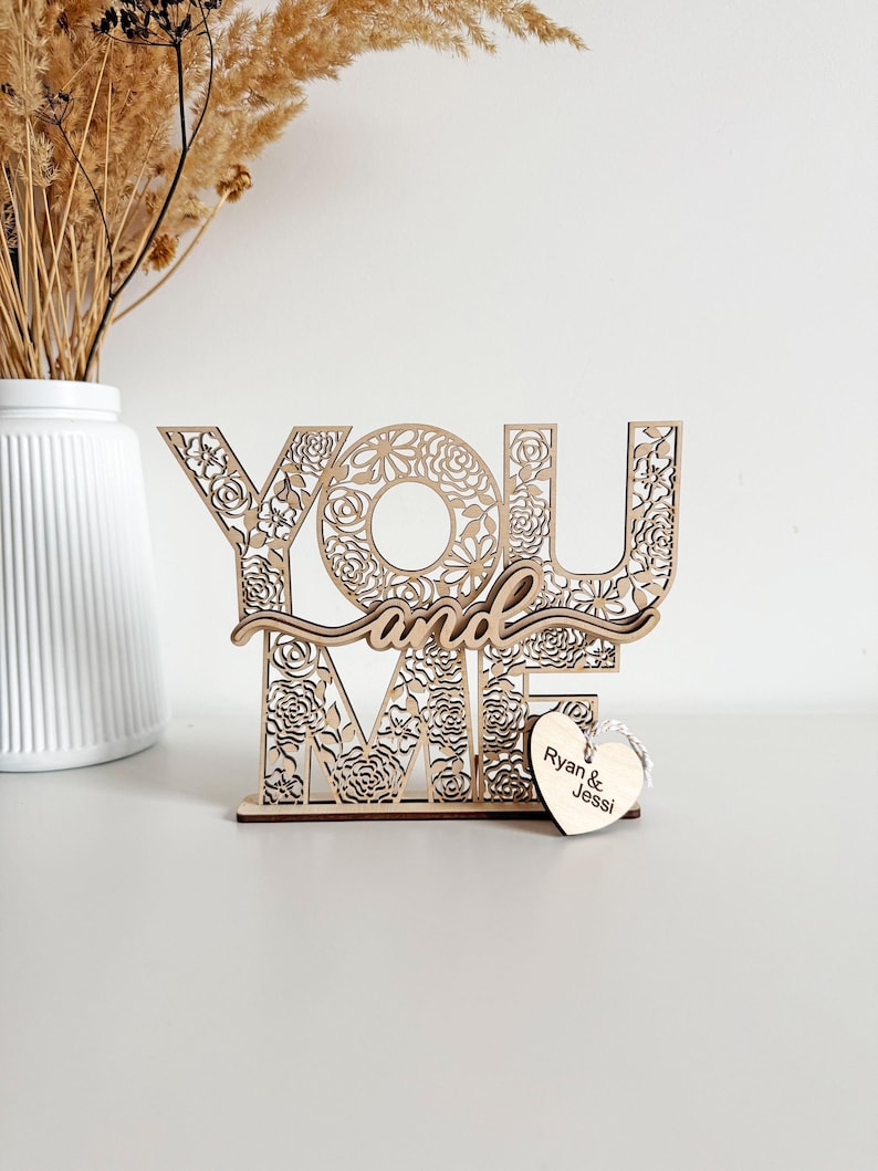 You and Me SVG, Valentine Laser Cut File, Romantic Love Sign, Floral ...