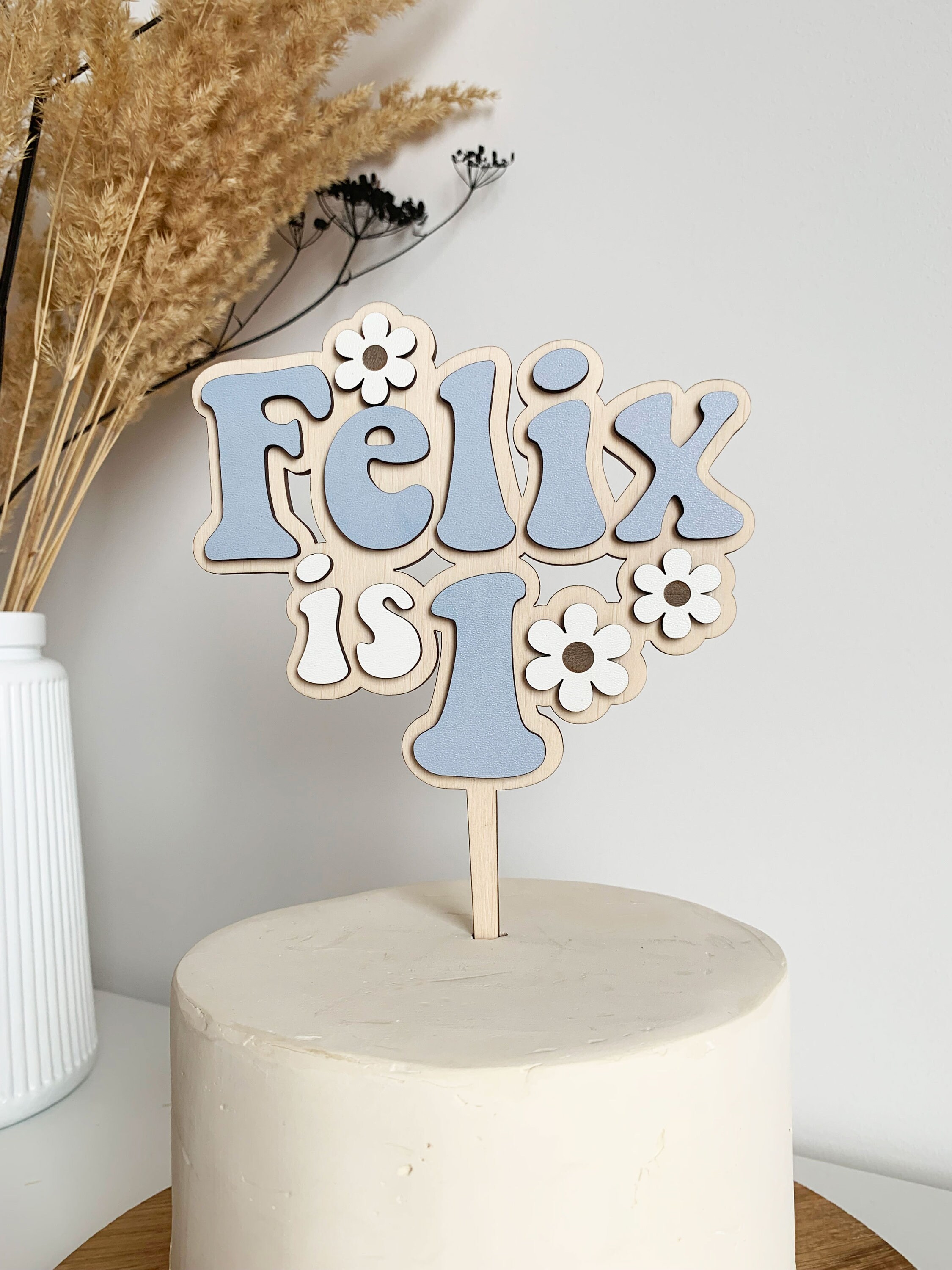 Daisy Flower 1st Birthday Cake Topper With Name Two Groovy - Etsy