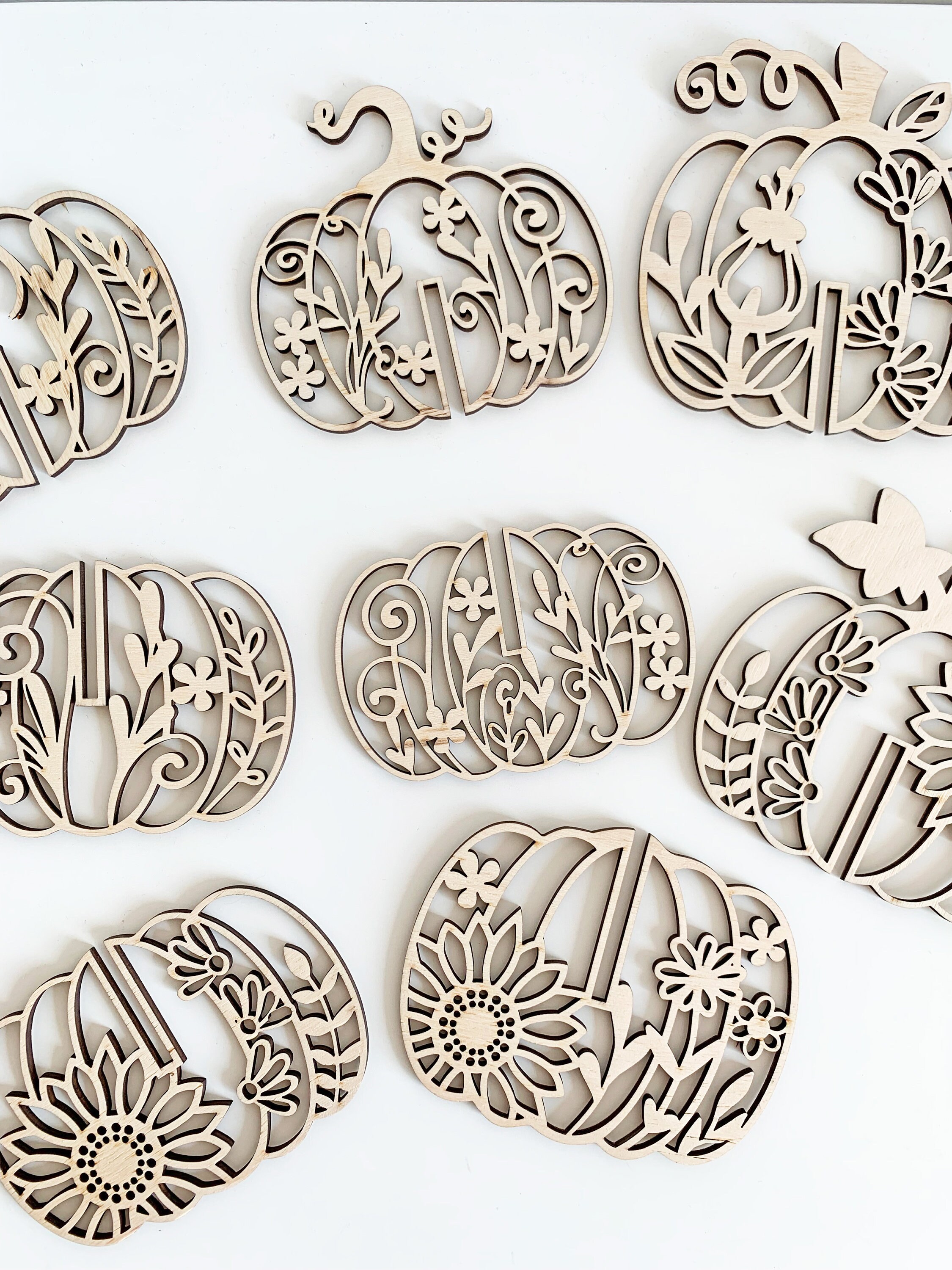Set of 5 Stacking Floral Pumpkins SVG Bundle, 3D Standing Pumpkins ...