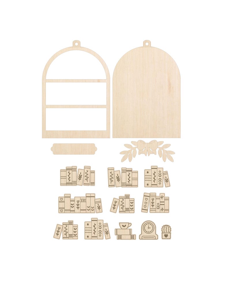 Book Lover Ornament SVG, Bookshelf Laser Cut File, Personalized ...