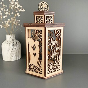 Mother and Baby Candle Holder SVG, Mothers Day Lantern Laser Cut File ...