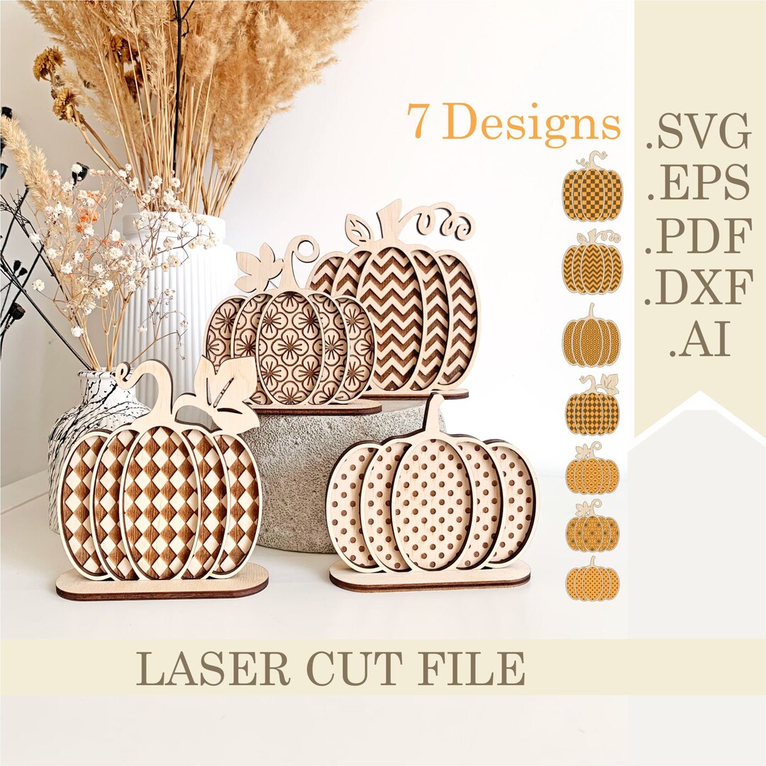 Standing Pumpkin Laser SVG, Autumn Pumpkins Tiered Tray Laser Cut File ...
