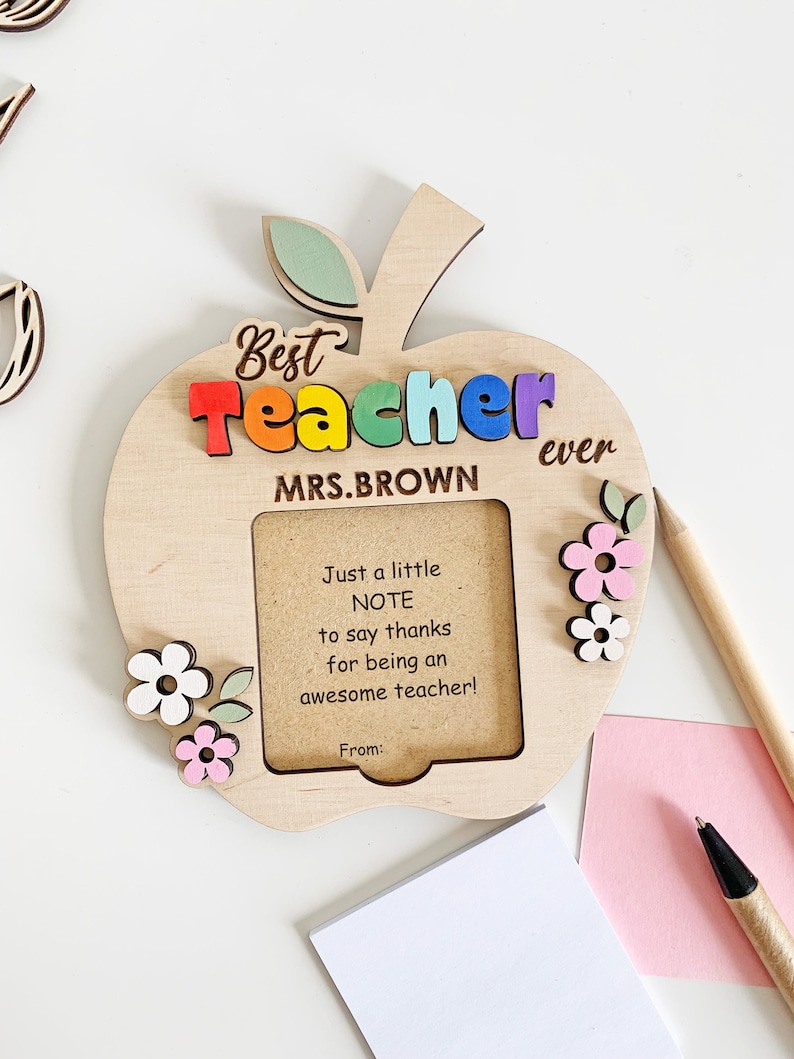 Apple Sticky Note Holder SVG, Personalized Teacher Appreciation Gift ...