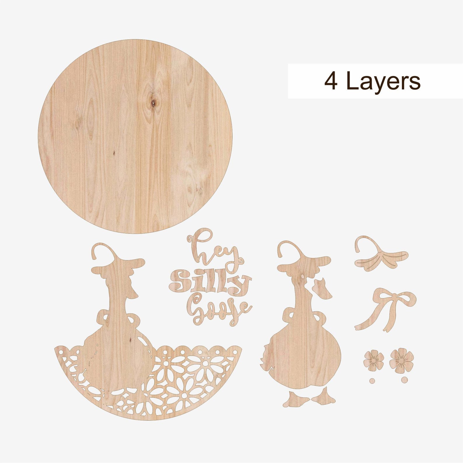 Hey Silly Goose SVG, Funny Goose Round Door Hanger Laser Cut File ...