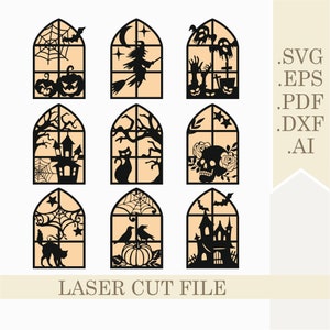 Halloween Spooky House SVG Bundle, Halloween Door Hanger Laser Cut File ...