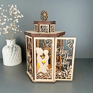 Mother and Baby Candle Holder SVG, Mothers Day Lantern Laser Cut File ...