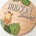 Giraffe Baby Name Sign SVG, Jungle Animals Round Nursery Name Sign ...