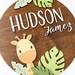 Giraffe Baby Name Sign SVG, Jungle Animals Round Nursery Name Sign ...