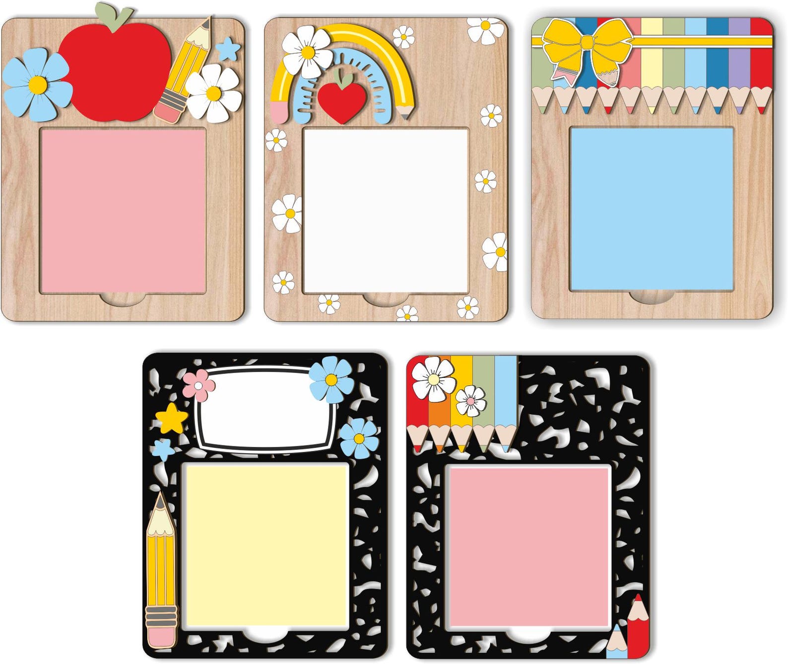 Teacher Sticky Note Holder SVG Bundle, Back to School Laser Cut File ...