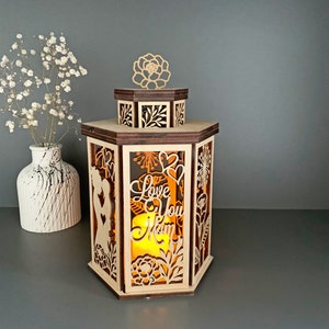 Mother and Baby Candle Holder SVG, Mothers Day Lantern Laser Cut File ...