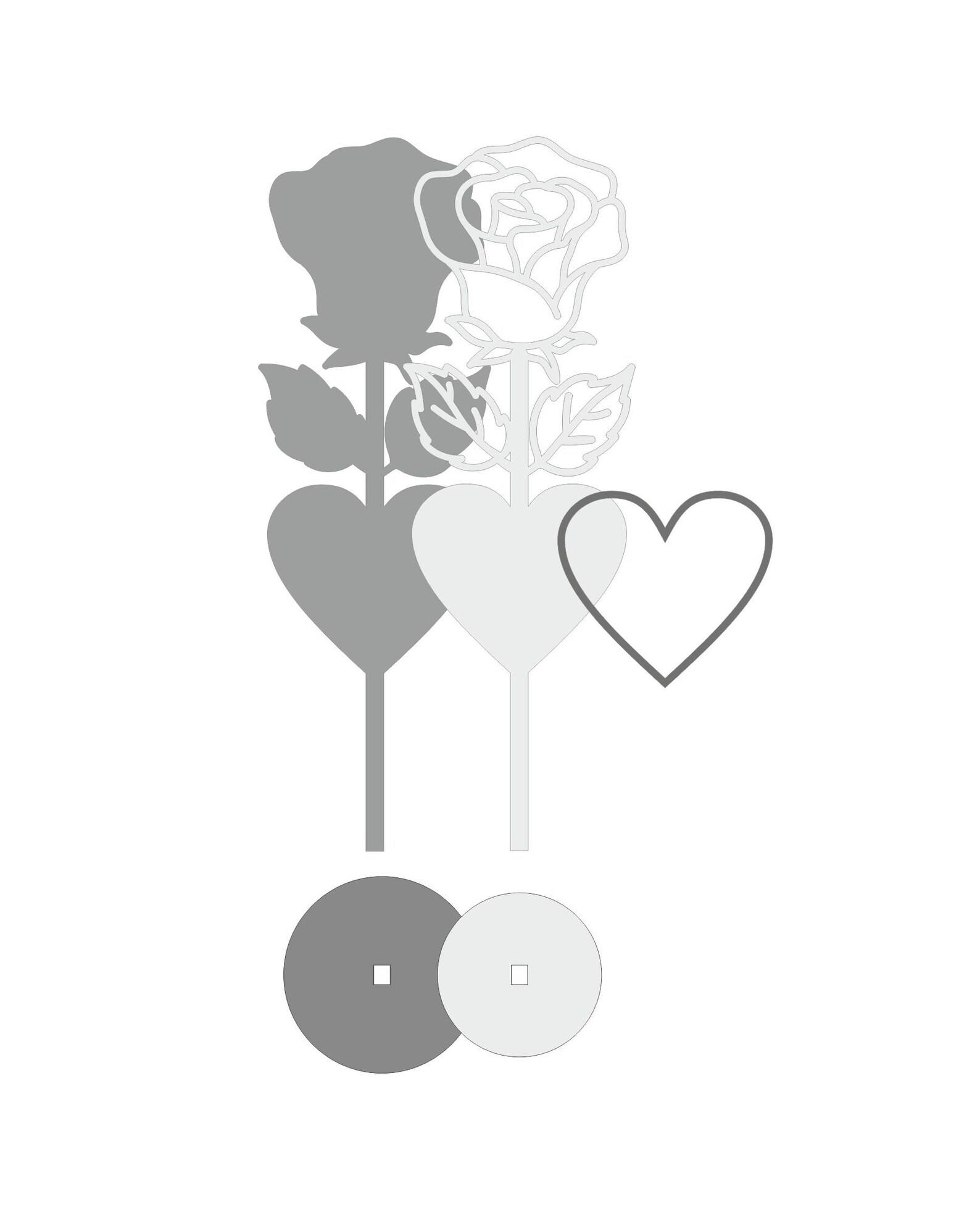 Standing Rose SVG, Three Layered Rose & Heart With Stand Laser Cut ...
