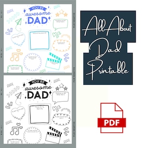 All About Dad Printable, First Fathers Day, Fathers Day Gift, Funny ...