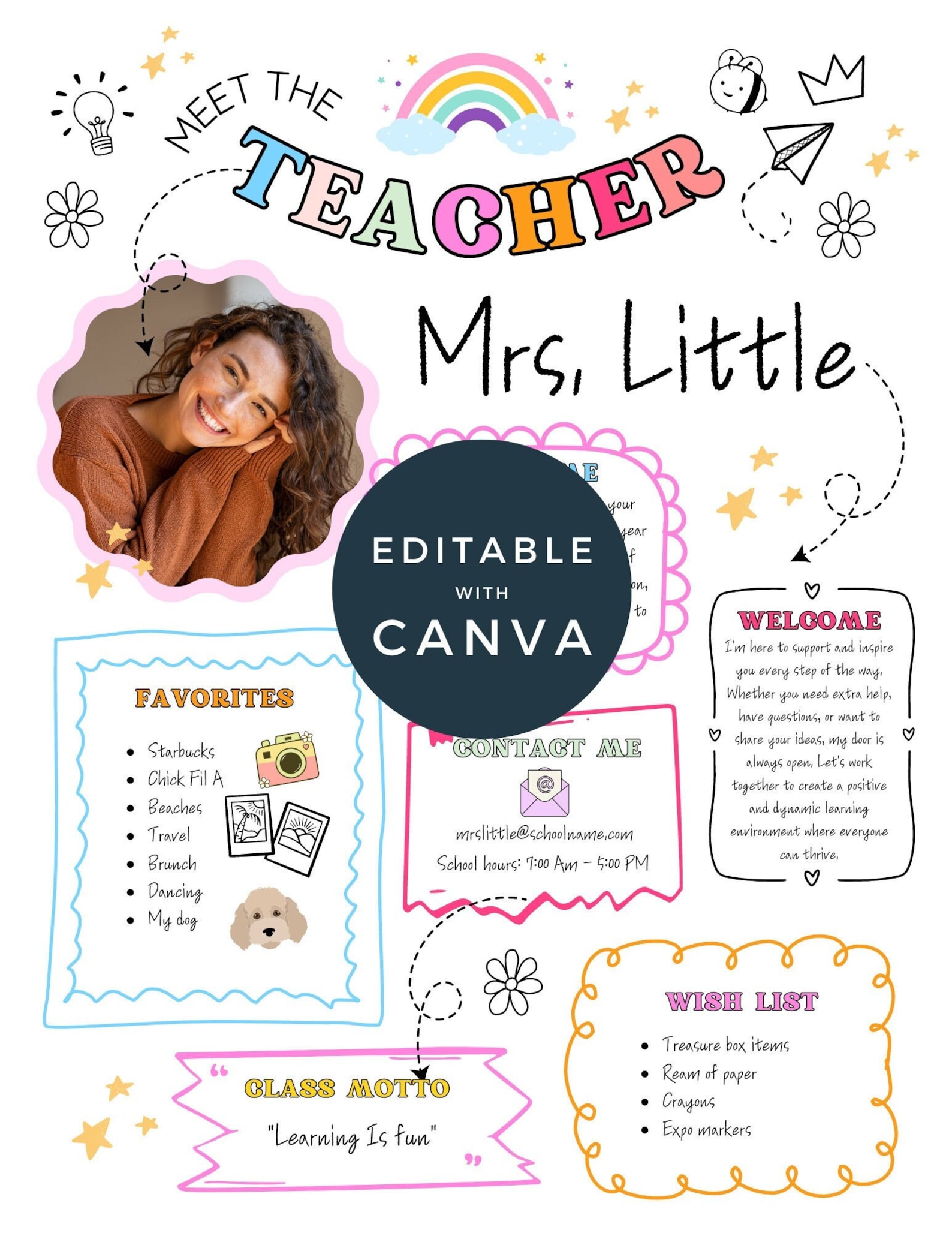 Editable Meet the Teacher Template, New Teacher Introduction, Back to ...