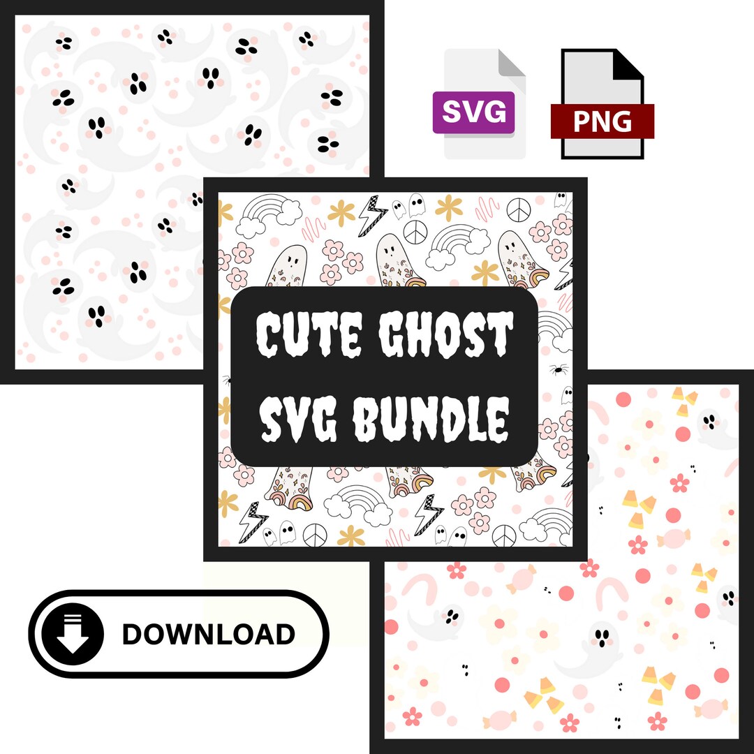 Cute Ghost SVG, Cute Halloween SVG, Halloween Seamless Pattern SVG ...