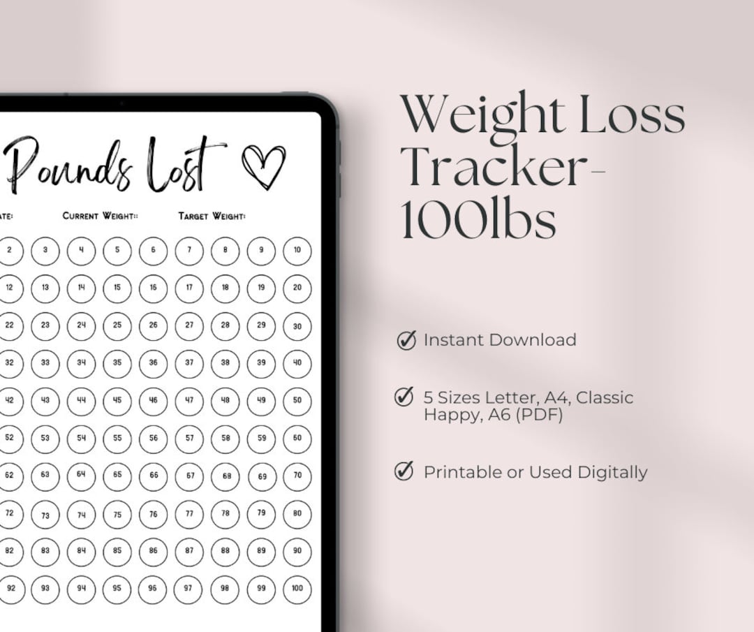 Weight Loss Tracker, 100 Lbs Kg, Weight Loss Journal, 100 Pounds ...