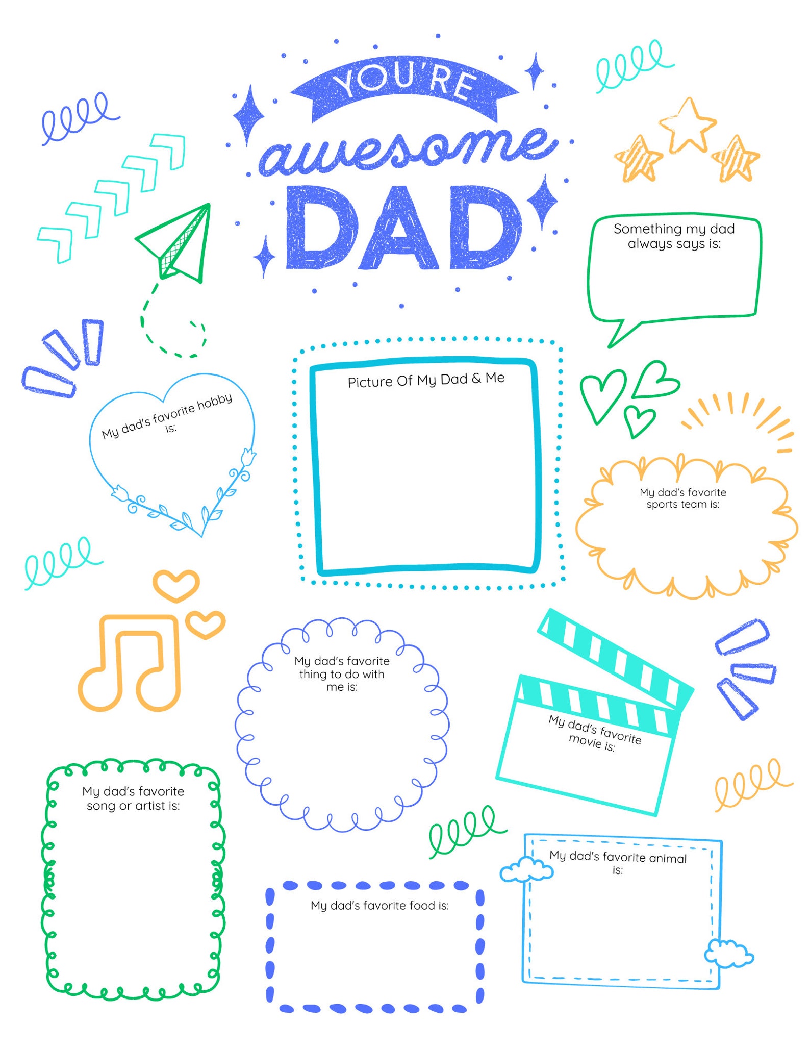 All About Dad Printable, First Fathers Day, Fathers Day Gift, Funny ...