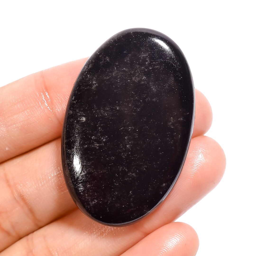 Natural Silver Sheen Obsidian Oval Shape Cabochon Gemstone 54 Ct. Top ...