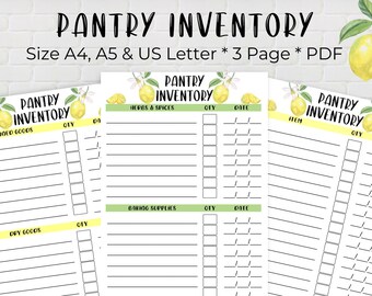 Pantry Inventory Printable Kitchen Cupboard Inventory Food - Etsy