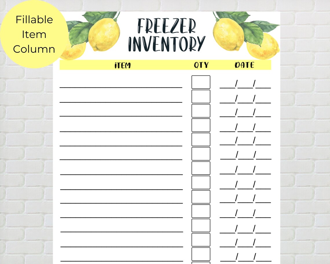 Freezer Inventory, Fillable PDF, Freezer Inventory Printable, Freezer ...