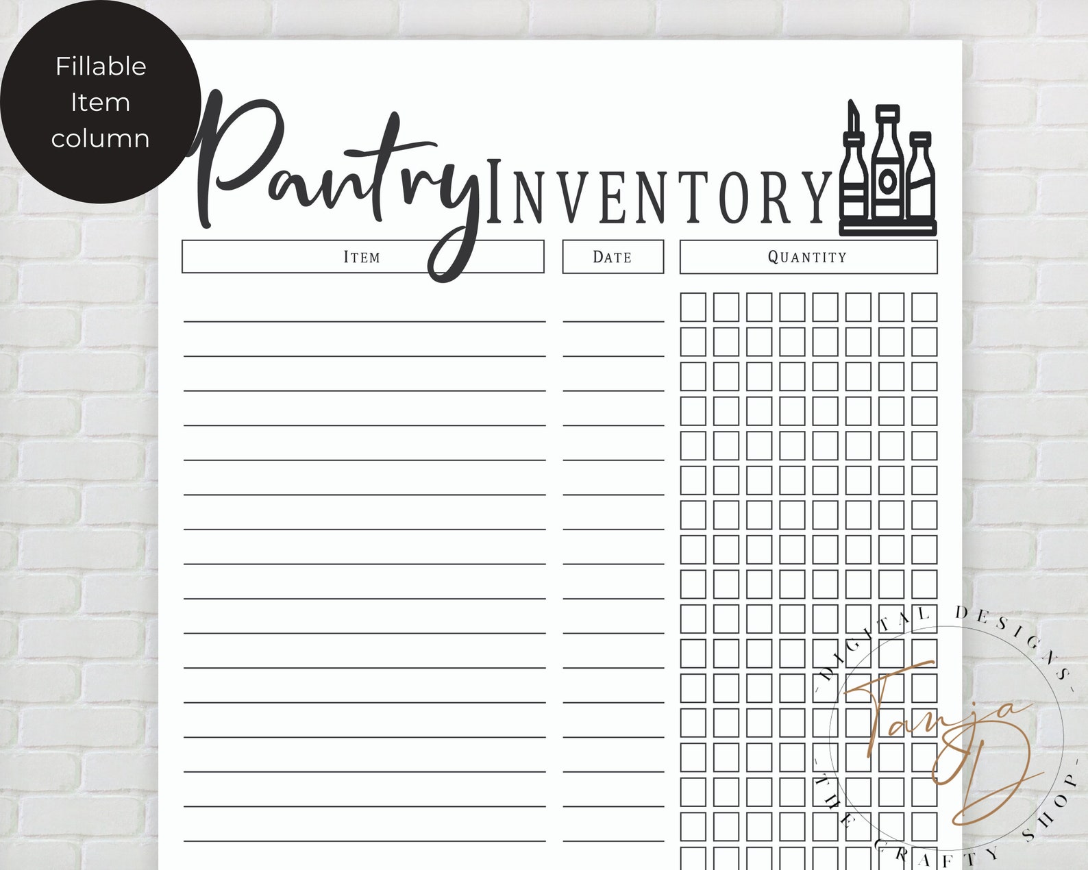 Food Inventory Printables, Fillable PDF, Pantry Inventory, Fridge ...